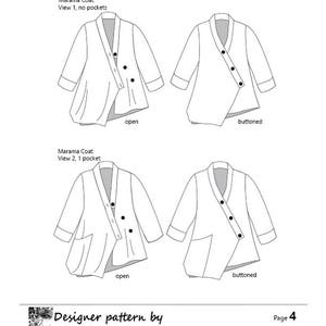 Marama Coat, Womens PDF Sewing Pattern - Etsy Canada