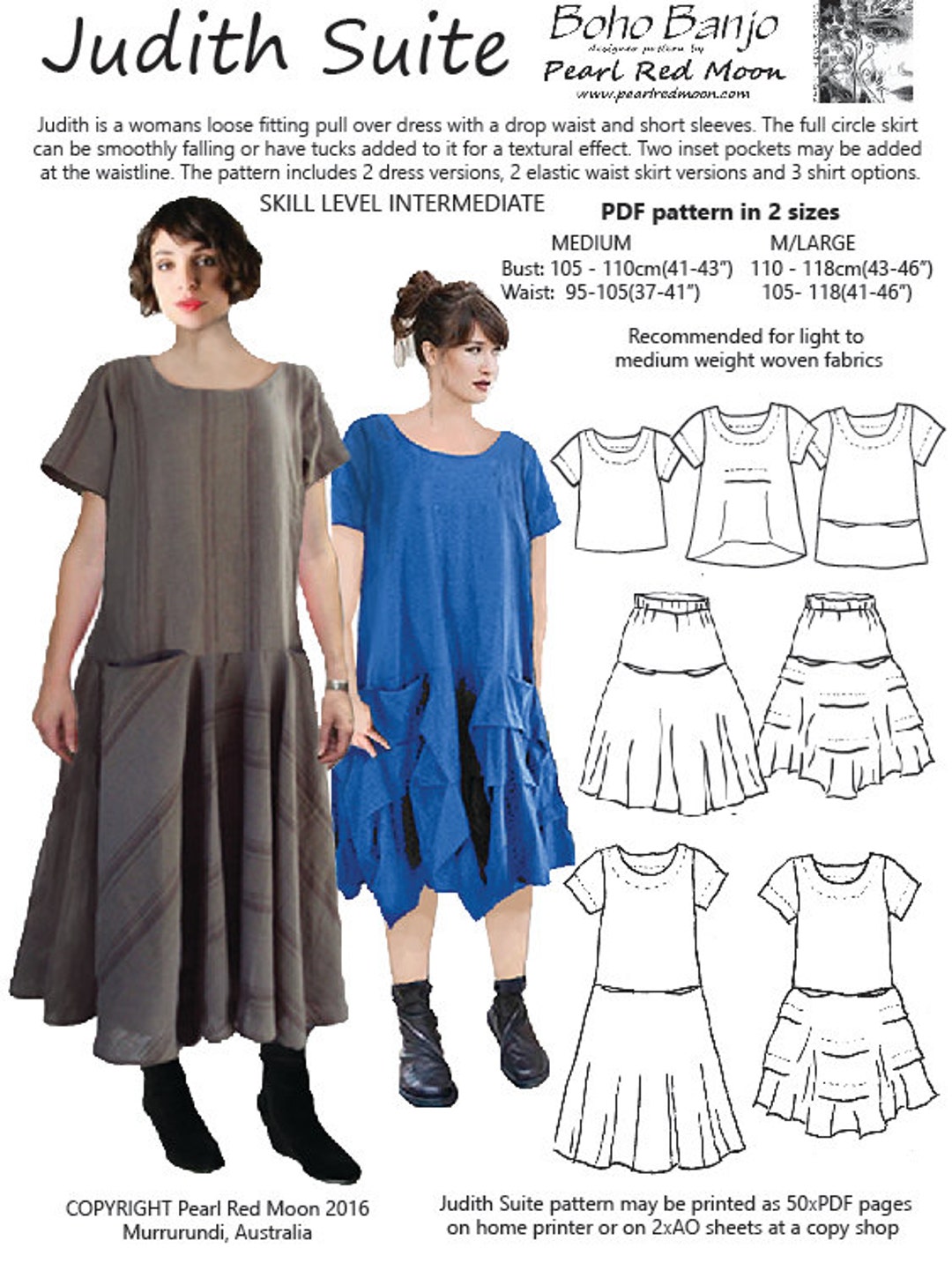 Judith Suite PDF Sewing Pattern, 2 MEDIUM Sizes - Etsy