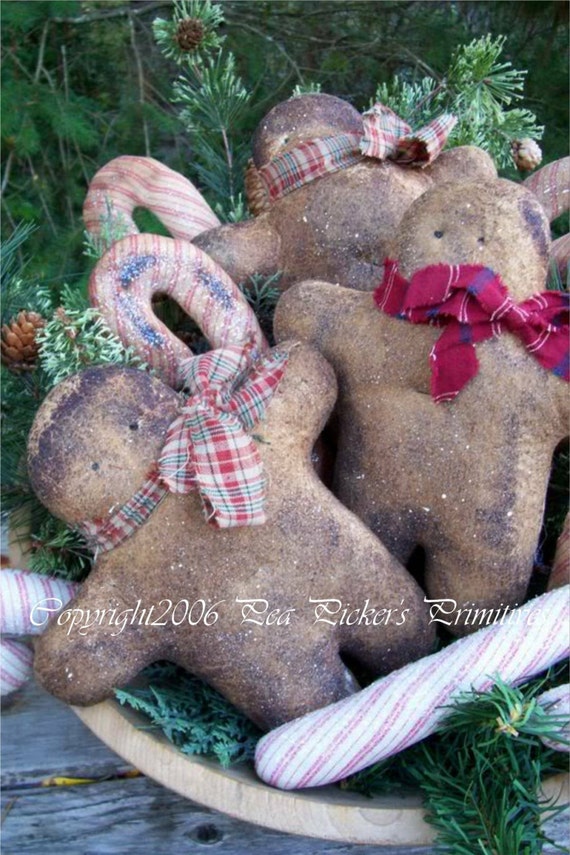 Candy Canes Gingerbread Folk Art DOLL PATTERN Bowl - Etsy