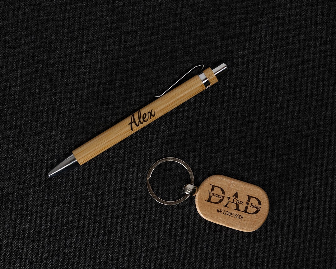 Personalized Engraved Dad Ink Pen and Keychain Set 1 DAD Fathers Day ...