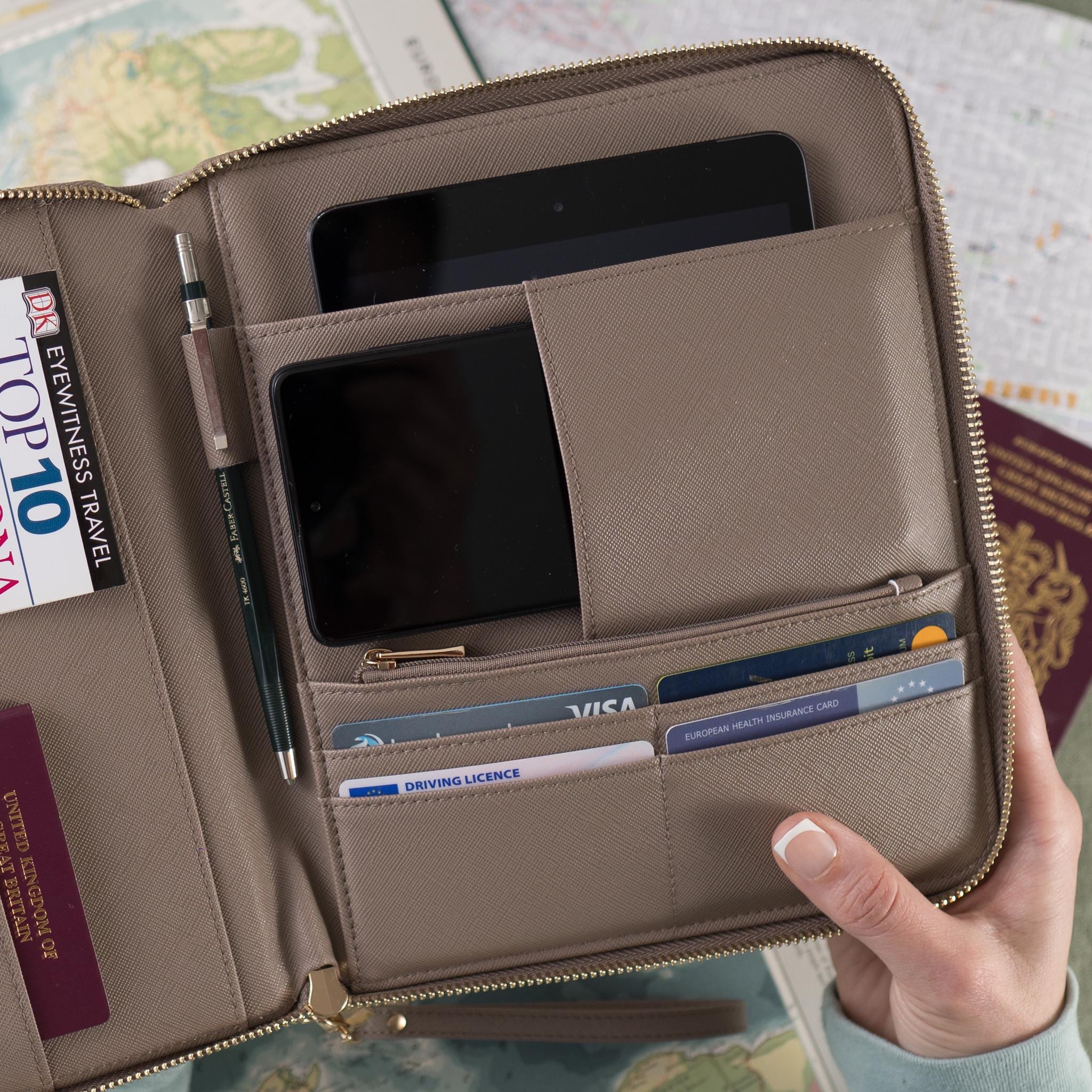 Personalised Travel/tech Organiser With Hot Foil Embossed ...