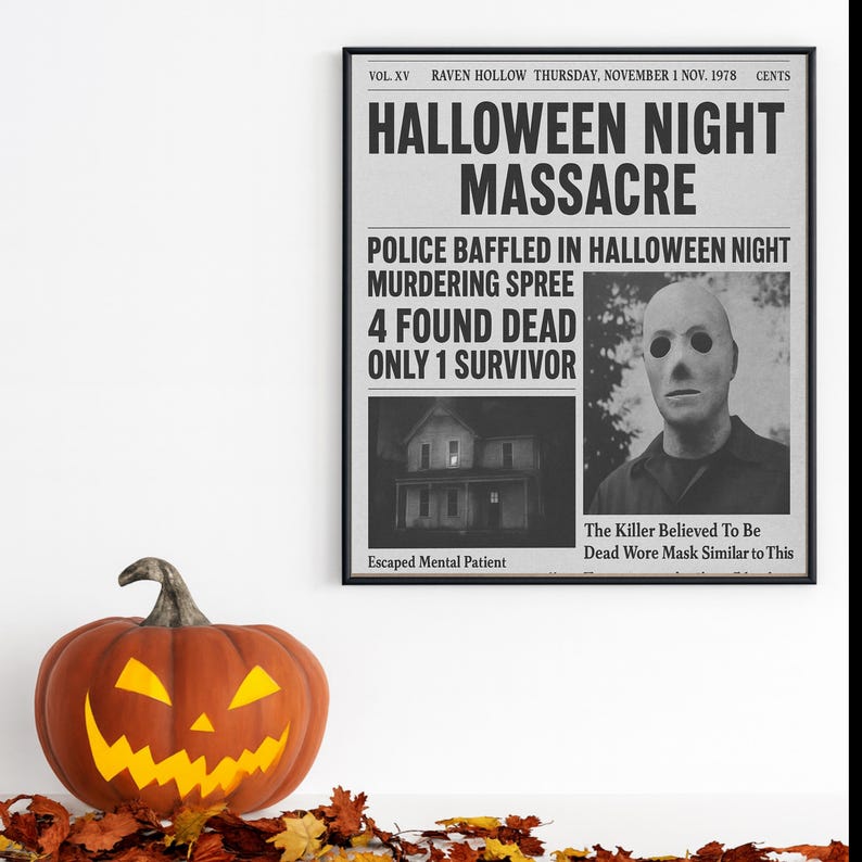 Vintage Halloween Newspaper Poster: Personalized Horror Party Decor - Etsy