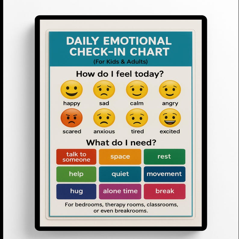 Daily Emotional Check-in Chart for Kids & Adults – Laminated Feelings ...