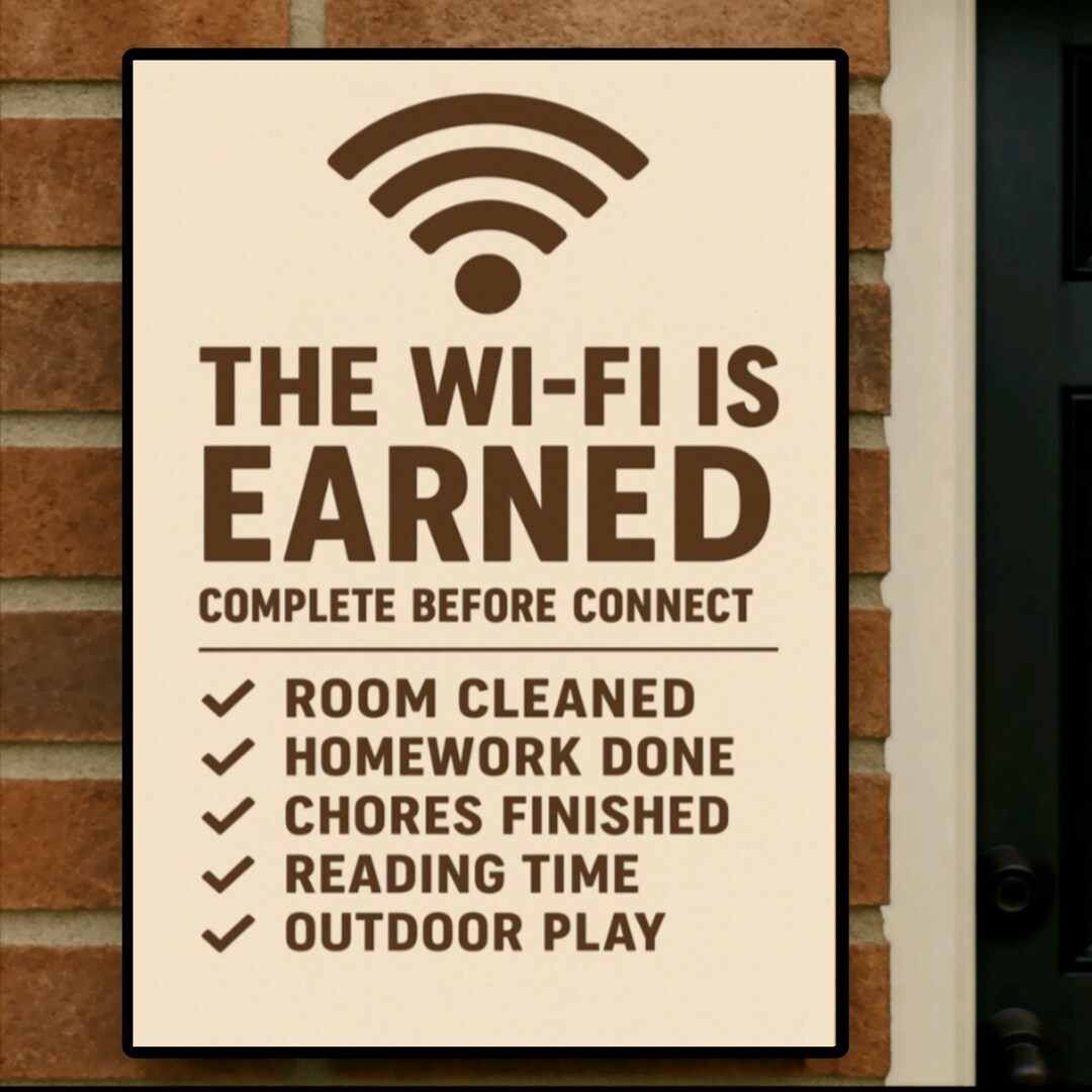 Kids Rules Print – Laminated Paint, "wi-fi is Earned" Screen Time Art ...