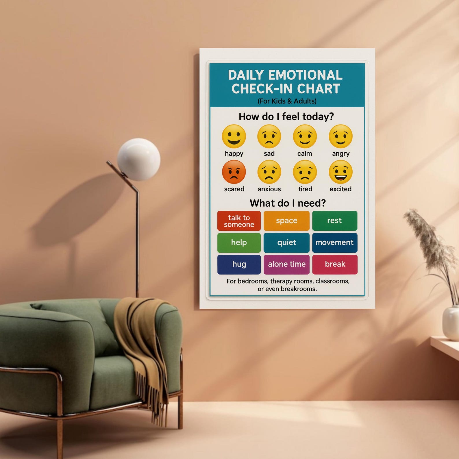 Laminated Daily Feelings Chart: Kids & Adults Emotional Check-in - Etsy