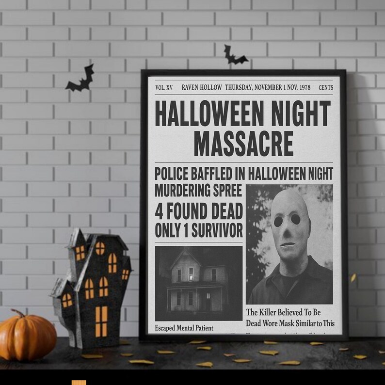 Vintage Halloween Newspaper Poster: Personalized Horror Party Decor - Etsy