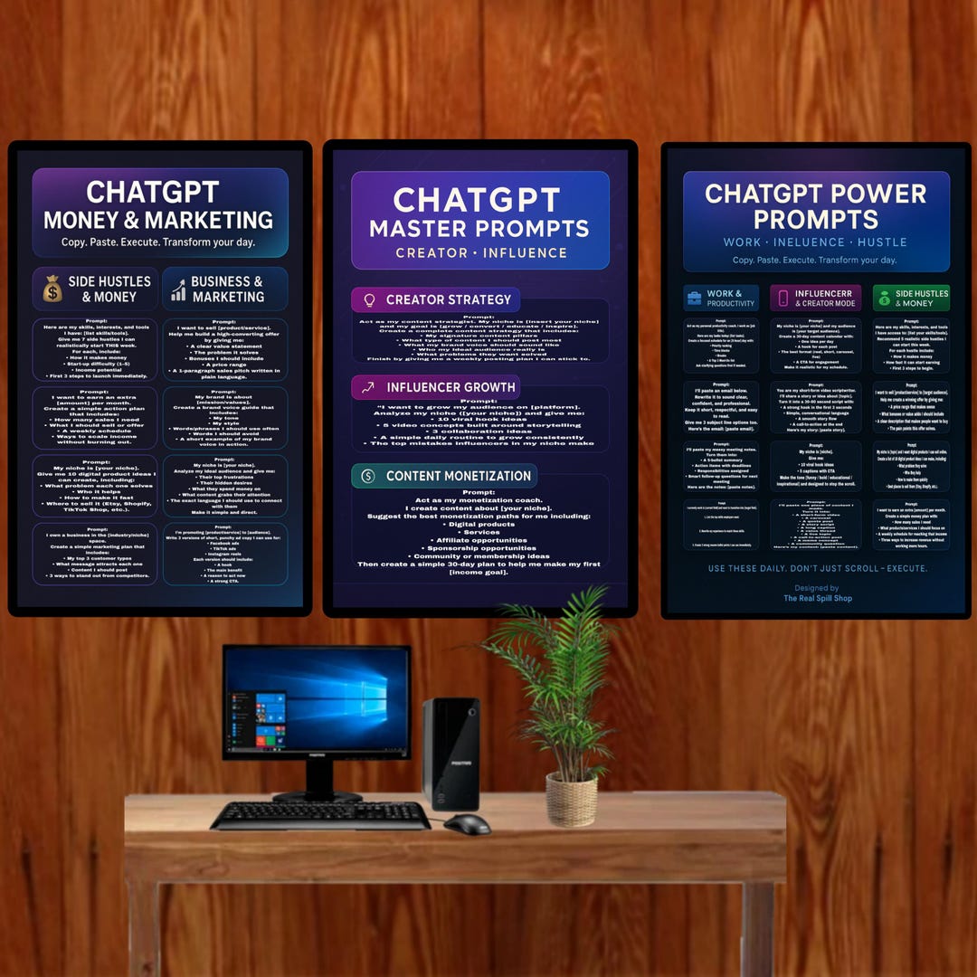 Chatgpt Prompt Posters | AI Productivity Prints, Set of 3 (digital ...