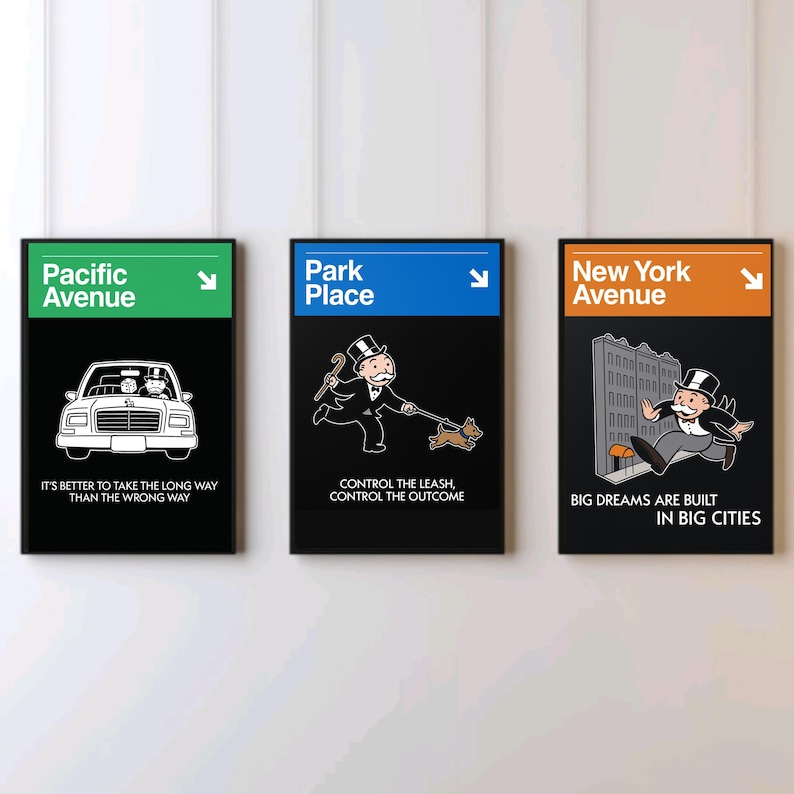 Monopoly Inspired Bold Street Art Poster Set: Urban Pop Art Prints - Etsy