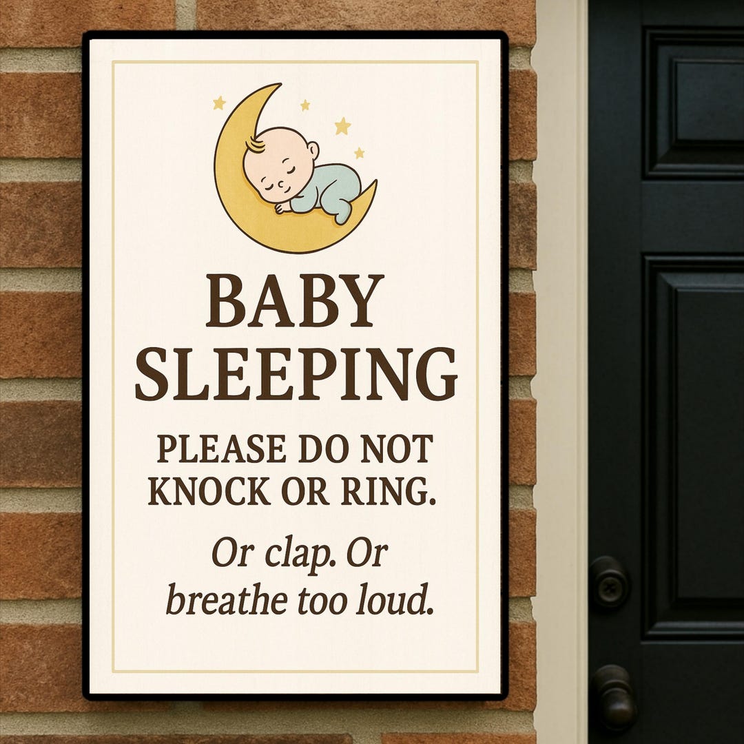 Baby Sleeping Sign: Funny Do Not Knock Door Decor - Etsy