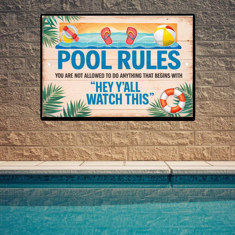 Funny Pool Rules Sign, Laminated Backyard Decor (19x13) - Etsy
