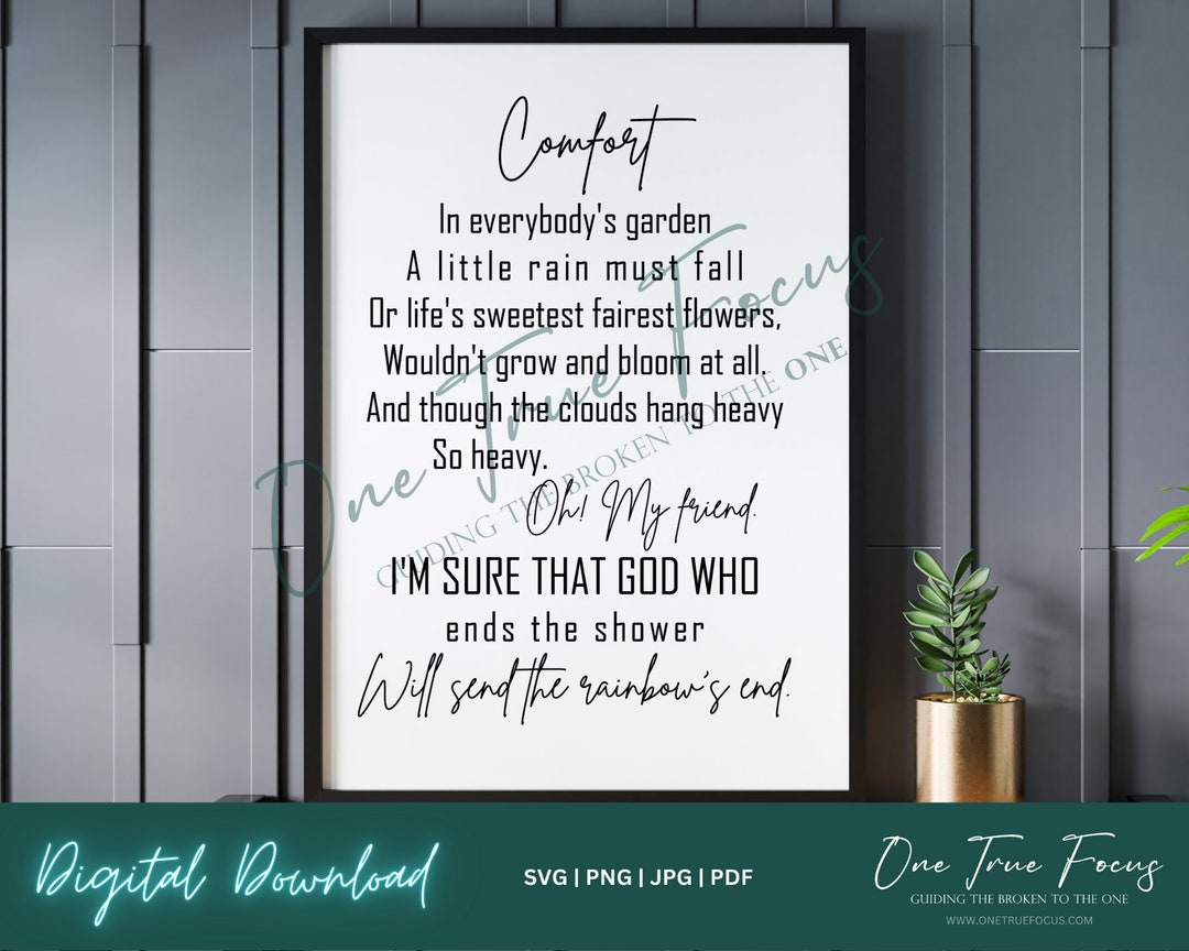 Comfort Poem Funeral Ends Shower Rainbow SVG Png Jpg, Pdf, Silhouette ...