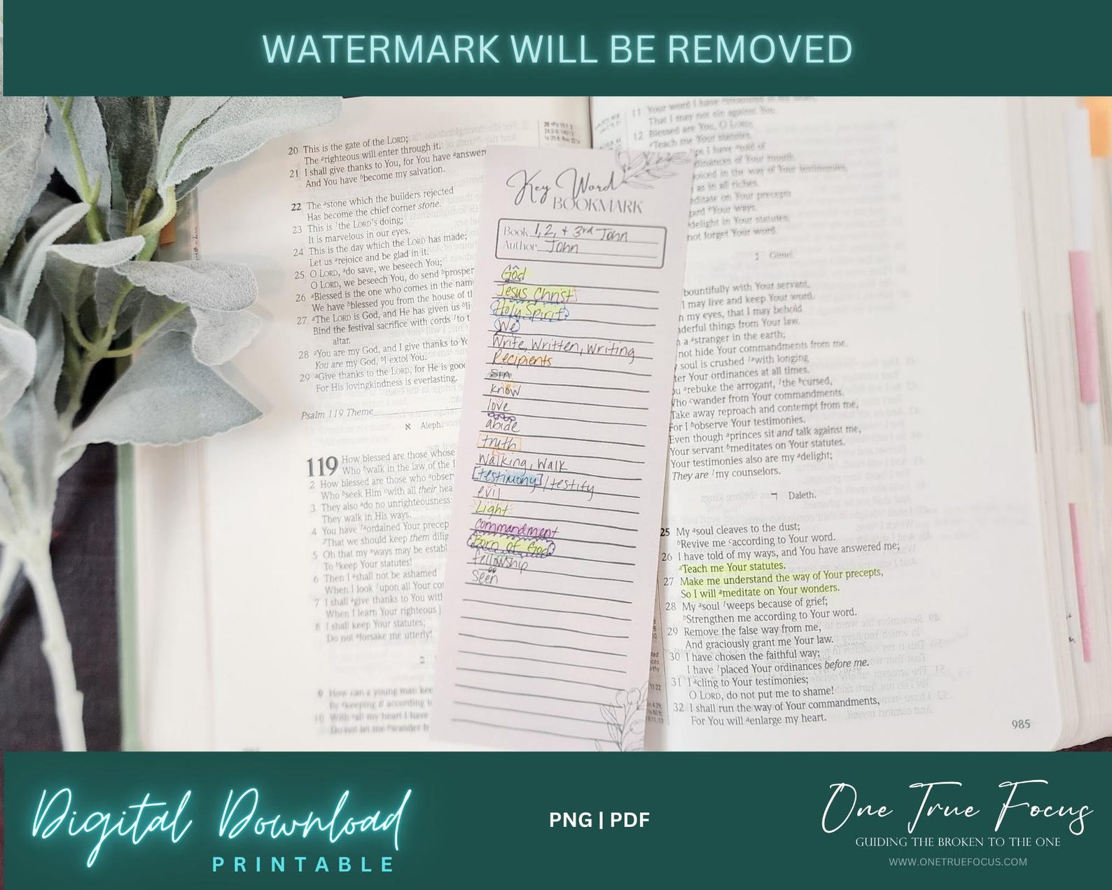 Fish Fishing Precept Bible Study Key Word Bookmark Printable PNG PDF ...