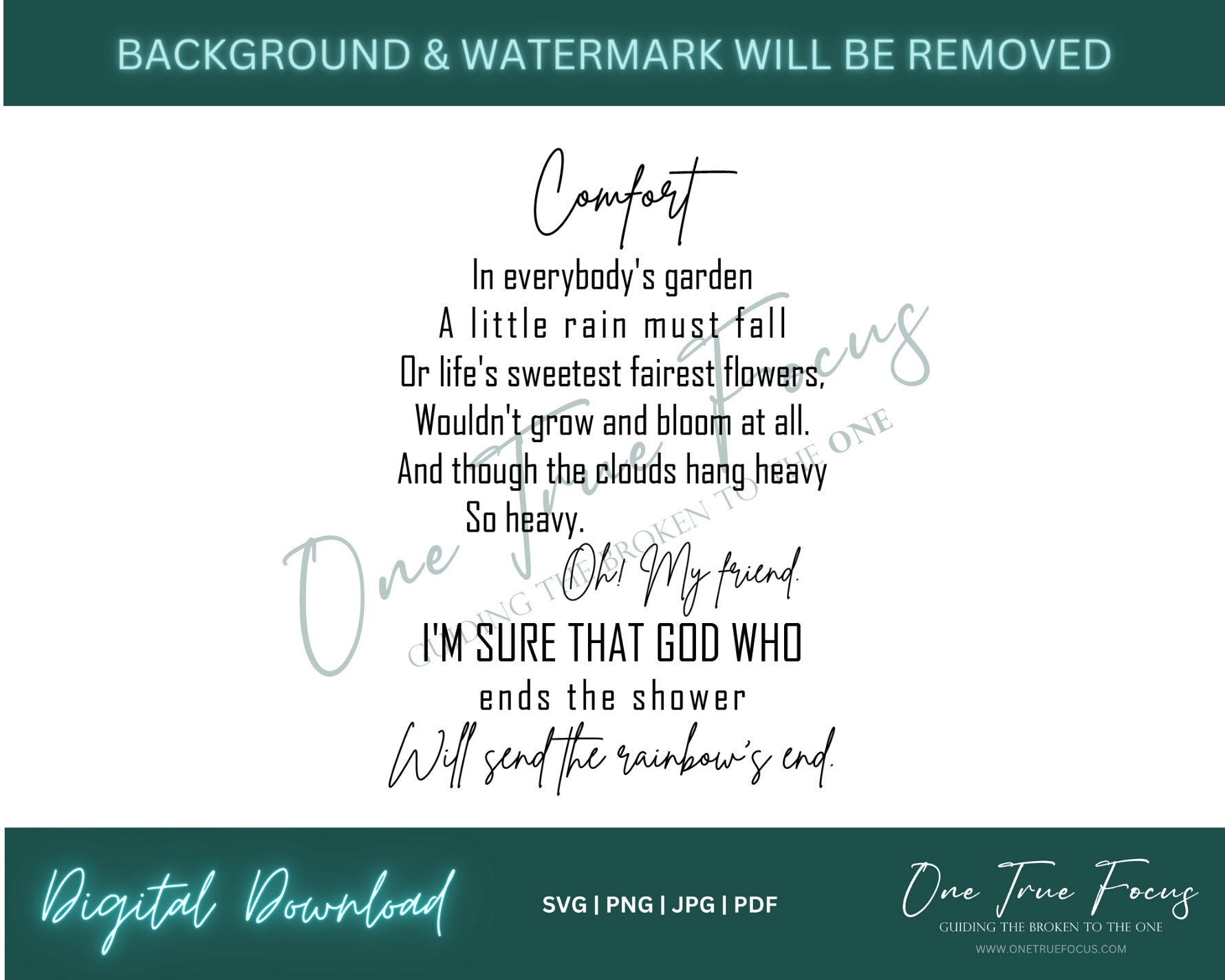 Comfort Poem Funeral Ends Shower Rainbow SVG Png Jpg, Pdf, Silhouette ...