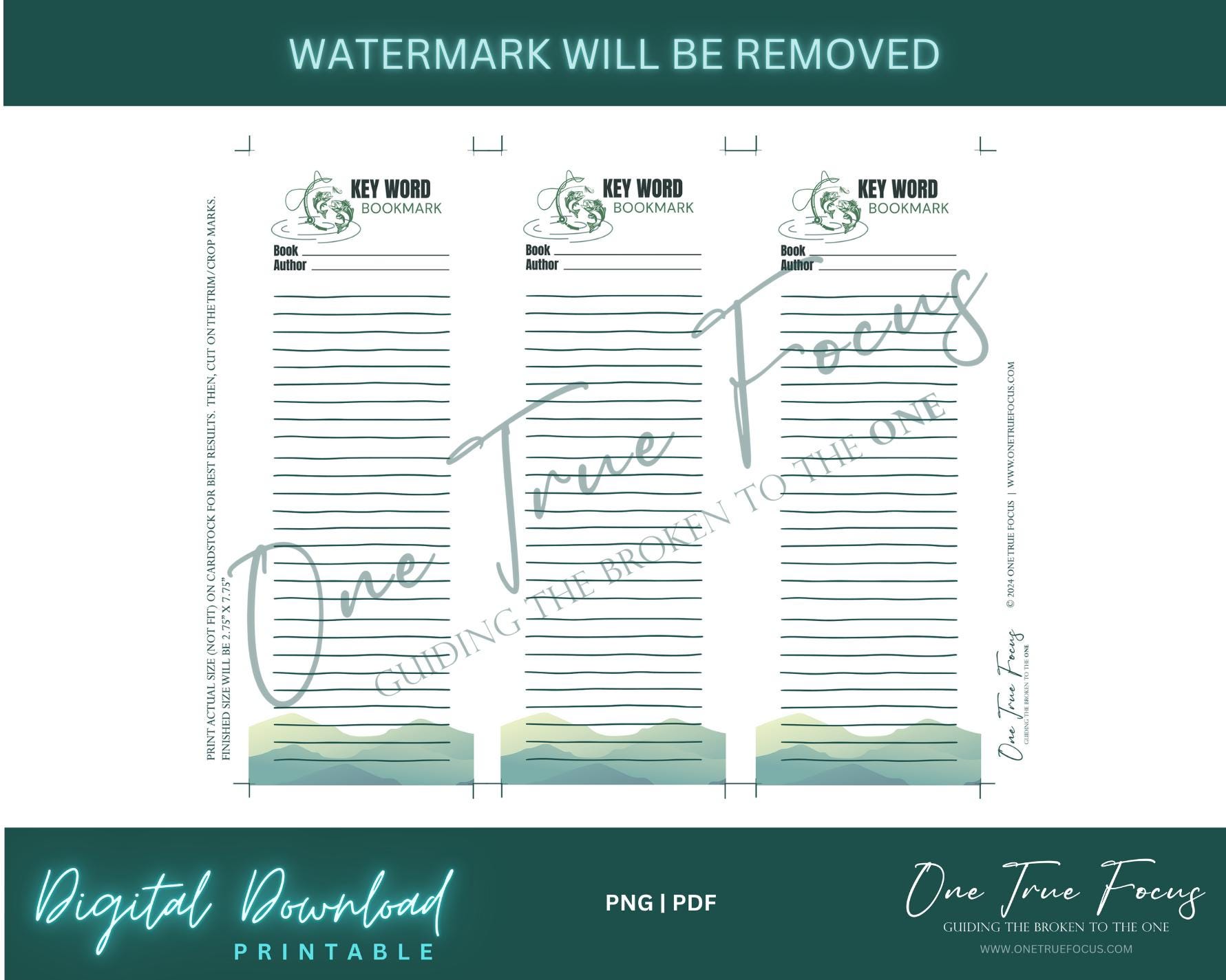 Fish Fishing Precept Bible Study Key Word Bookmark Printable PNG PDF ...