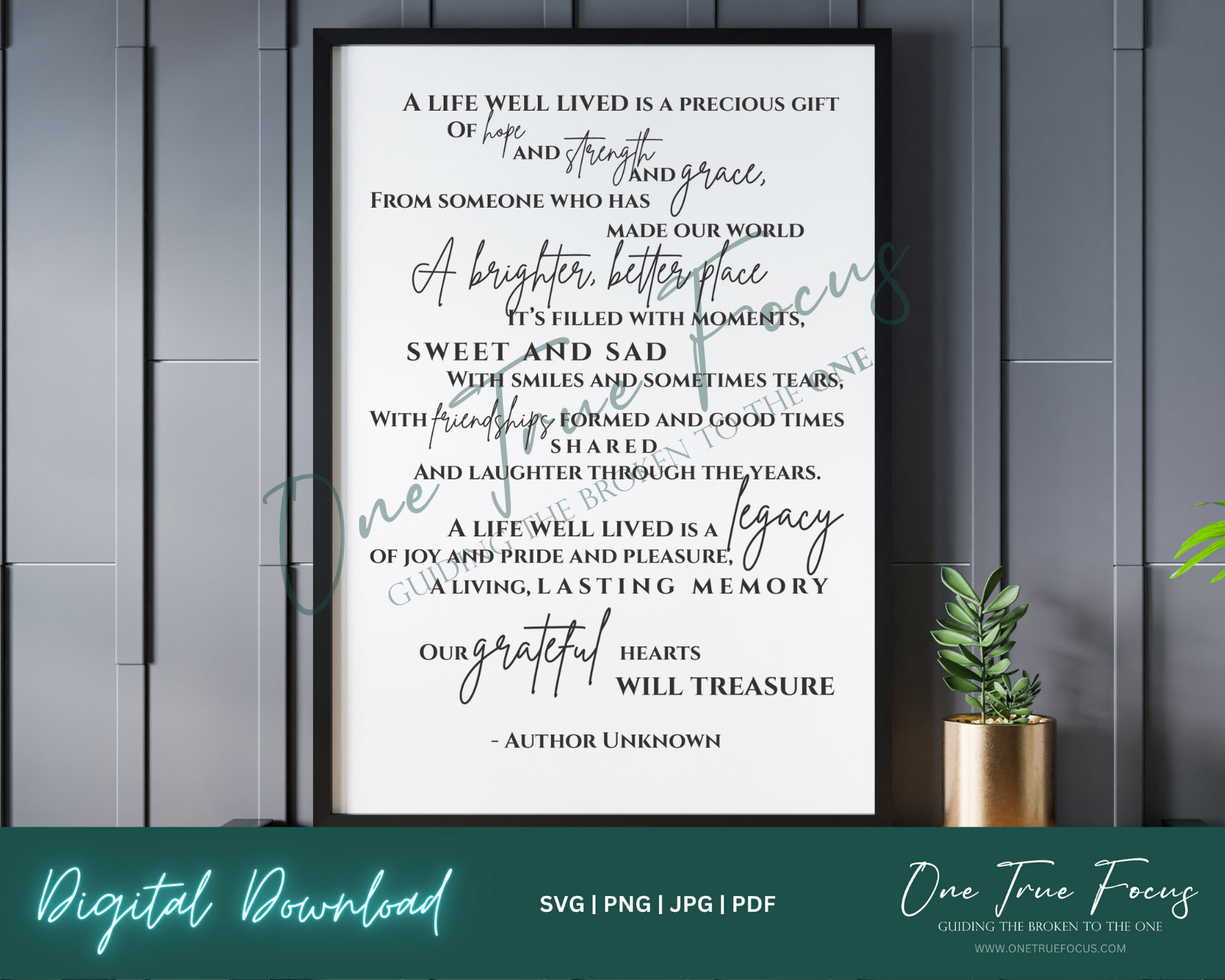 A Life Well Lived Poem Funeral SVG Png Jpg, Pdf, Silhouette, Cricut ...