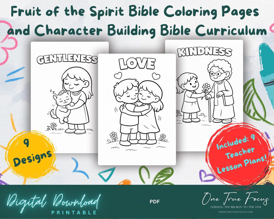Fruit of the Spirit Coloring Pages & Curriculum | 9 Week Bible Lesson ...