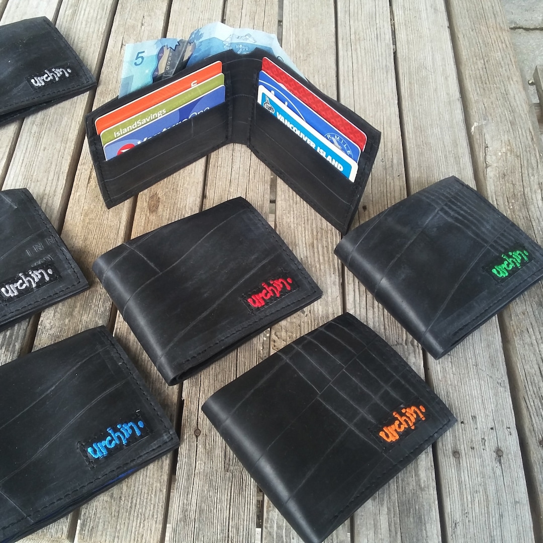 Bike Tube Wallet - Black Billfold Wallet - Mens Vegan Wallet - Bi-fold ...
