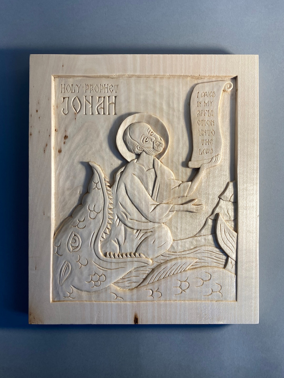 Holy Prophet Jonah and the Whale | Jonah and the Fish | Carved Wooden ...