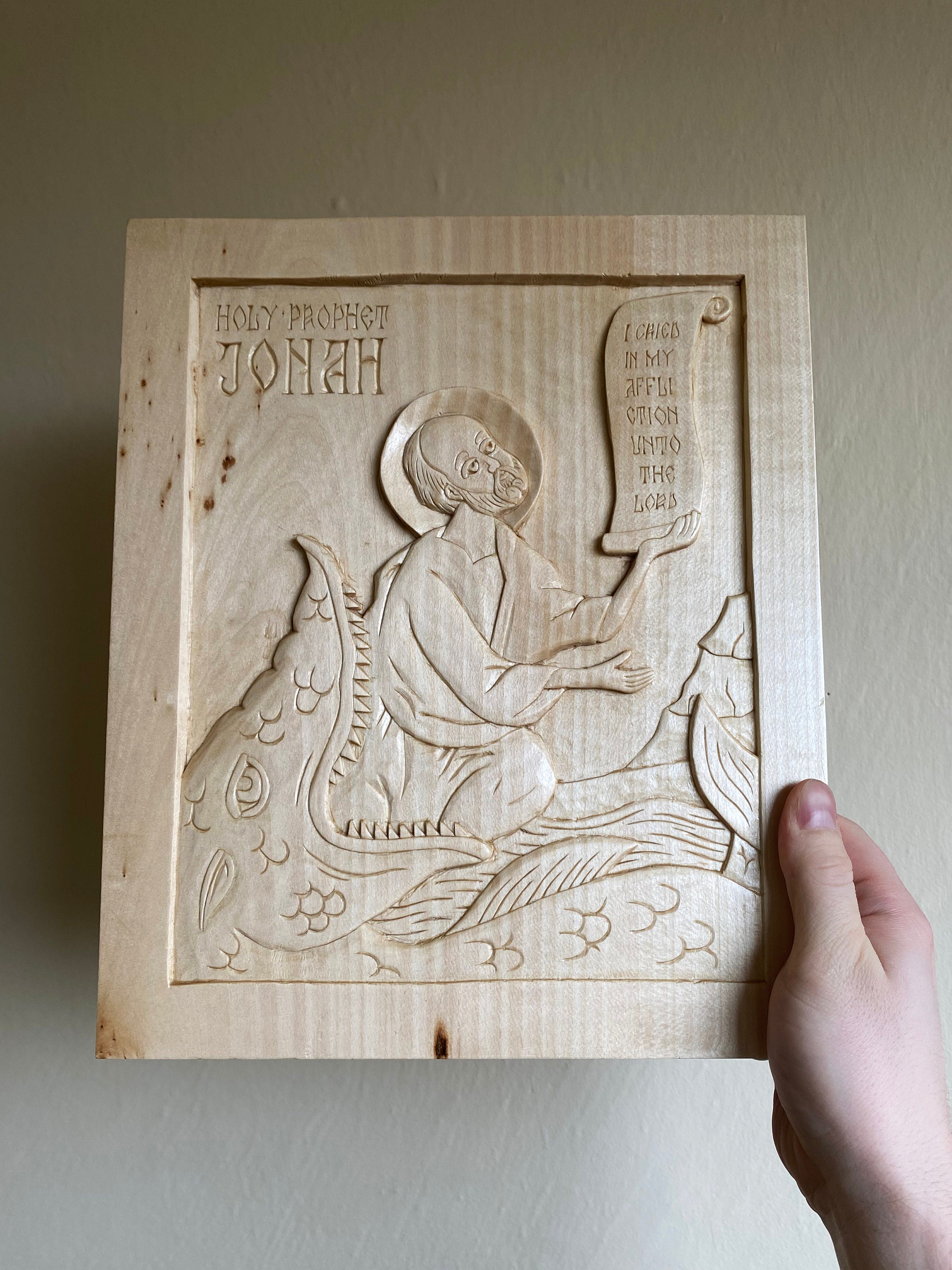 Holy Prophet Jonah and the Whale | Jonah and the Fish | Carved Wooden ...