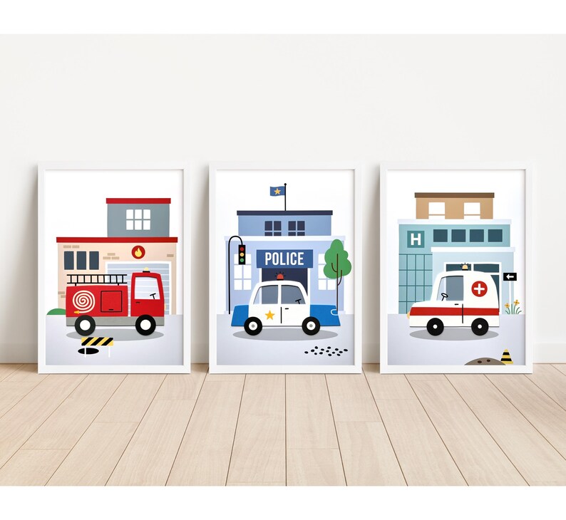 Fire Truck Nursery Wall Art: 3D Effect With Printed and Moosgummi ...