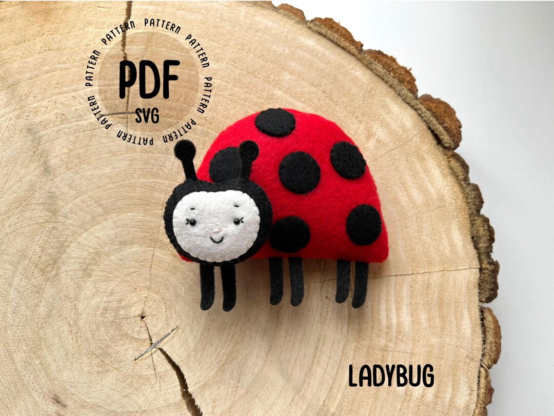 Ladybug Felt PDF and SVG Pattern, Cute Bug Plush Toy, Baby Crib Mobile ...