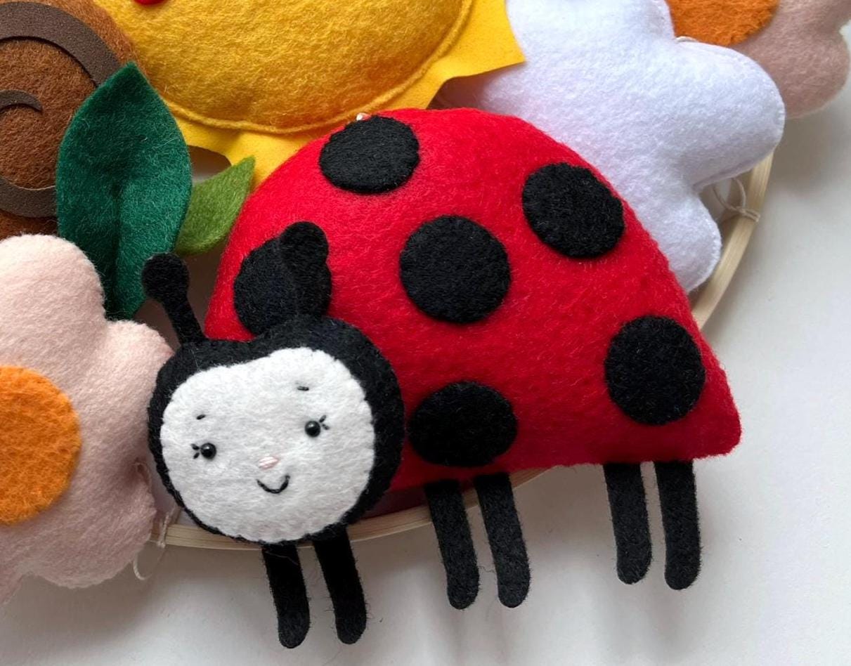 Ladybug Felt PDF and SVG Pattern, Cute Bug Plush Toy, Baby Crib Mobile ...