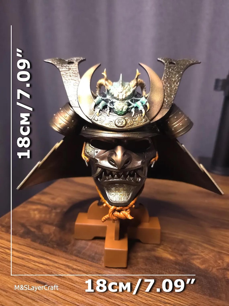 Samurai Kabuto Helmet and Mask, Shogun Mask 3D Printed Decor, Hand ...