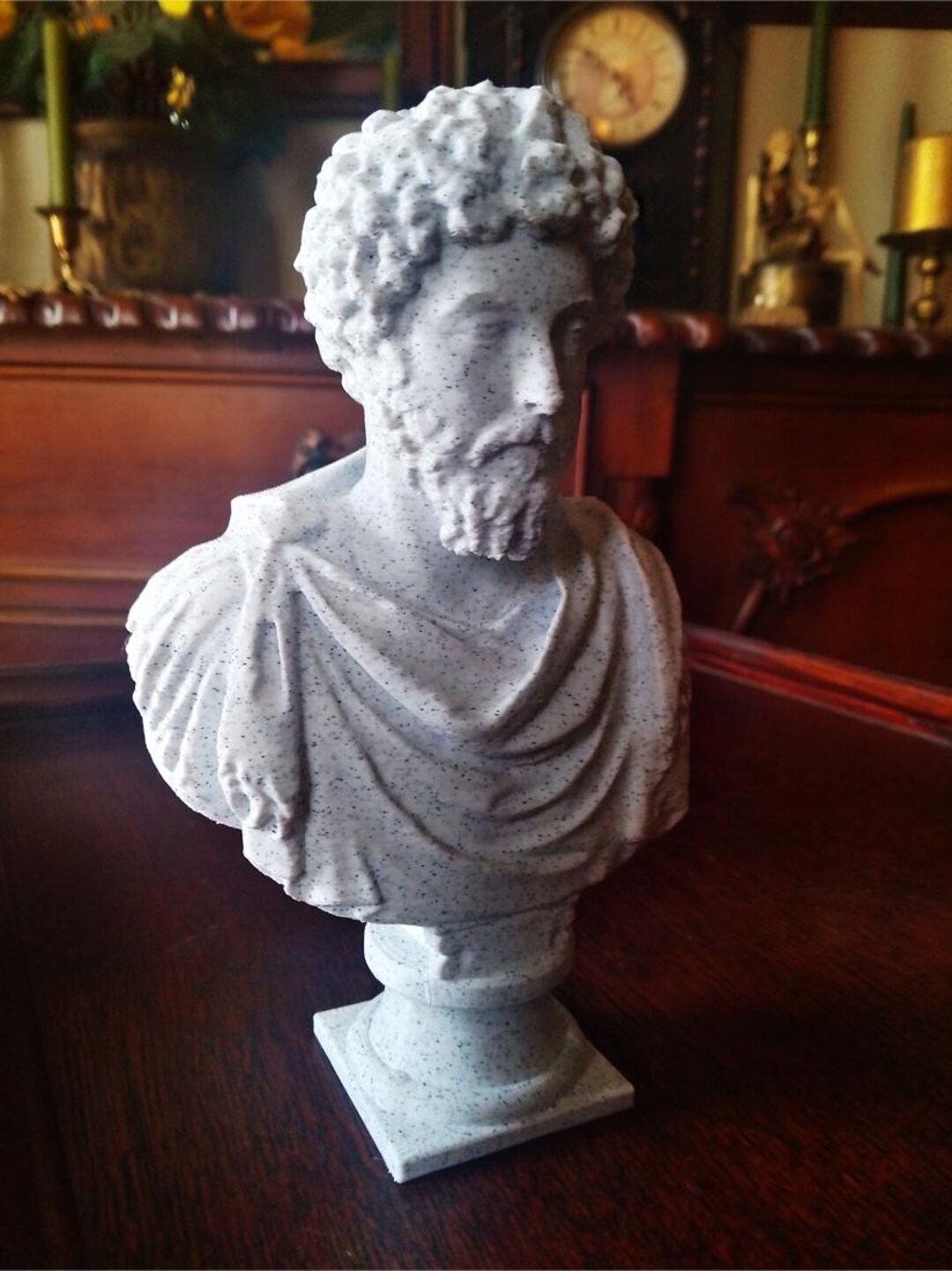 Marcus Aurelius Bust Marble-like Tabletop Sculpture Art Decor, Roman ...
