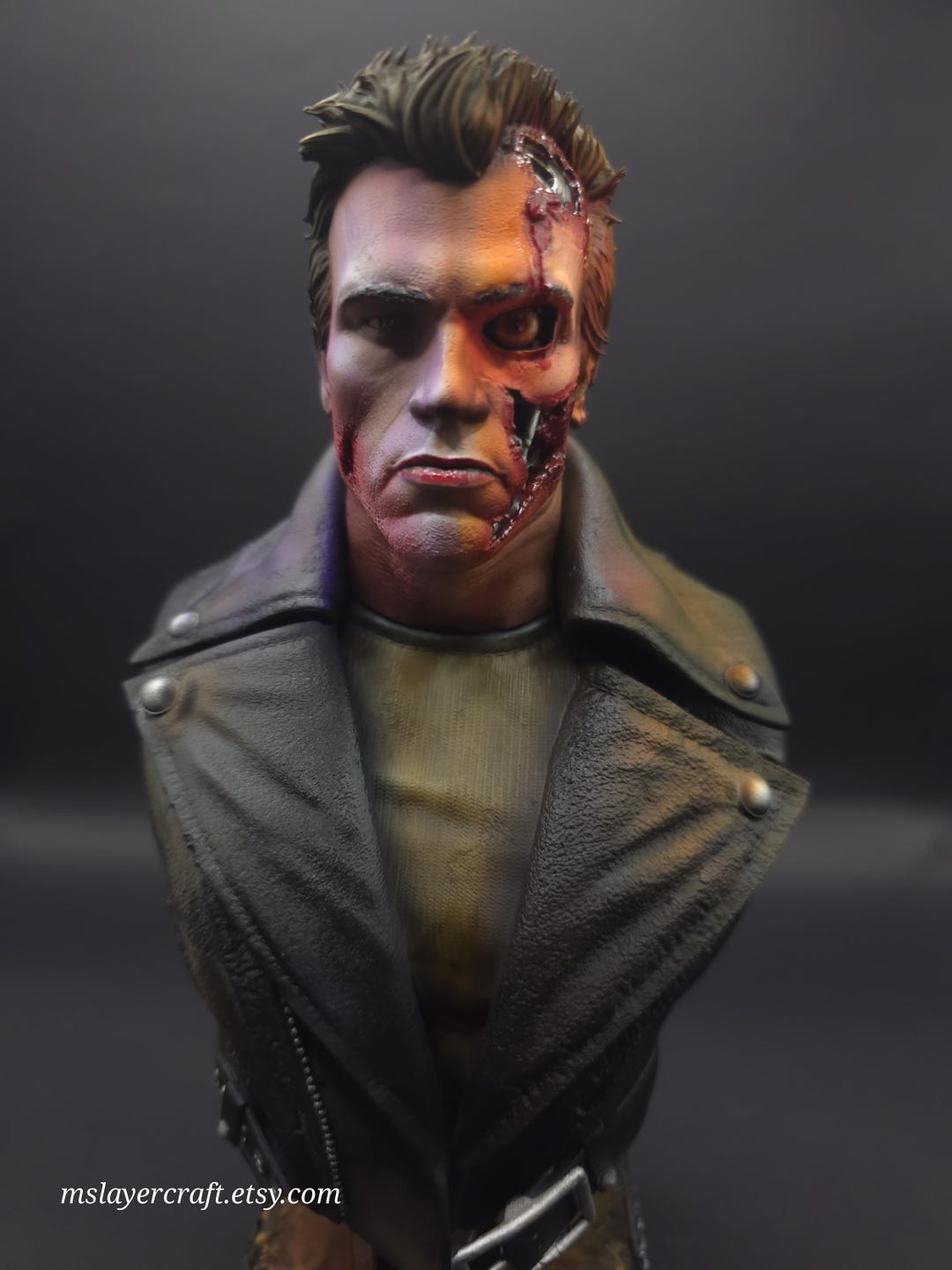 Terminator T-800 Bust,battle Damaged Cyberpunk Face With Exposed Metal ...
