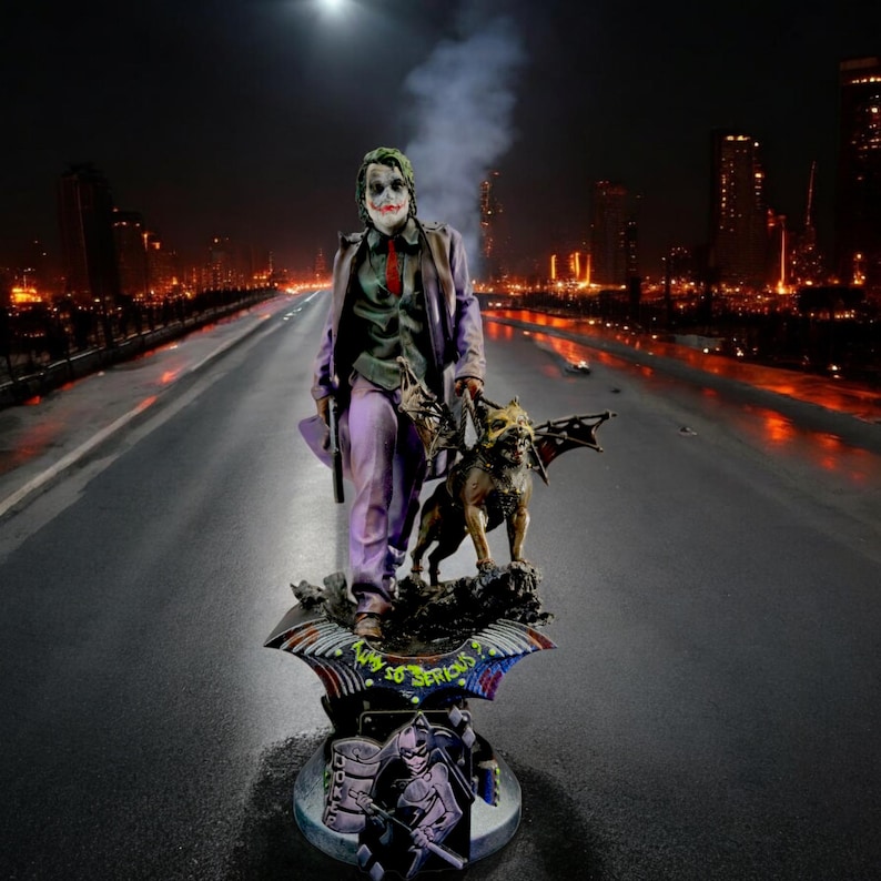 3D Printed Resin Heath Ledger Joker Figure With Vicious Dog Unique Art ...