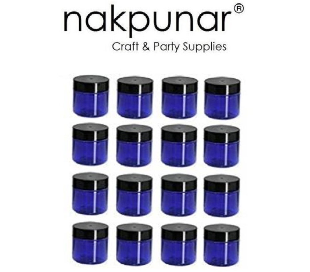 1 Oz Cobalt Blue Plastic Jars With Black Lid Single Wall PET - Etsy