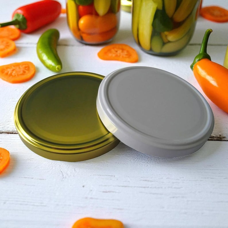 100TW Lug Lids for Glass Jars Replacement Lids - 6 Lugs, Plastisol ...