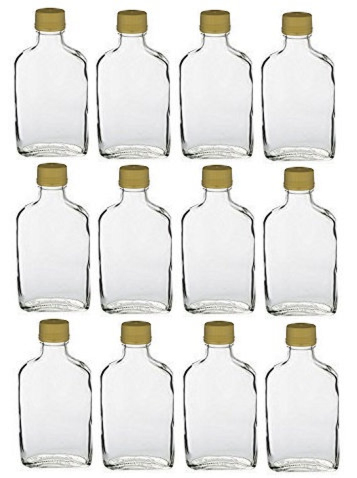 12 Pcs 200 Ml Glass Flask Bottles With Black or Gold Tamper - Etsy