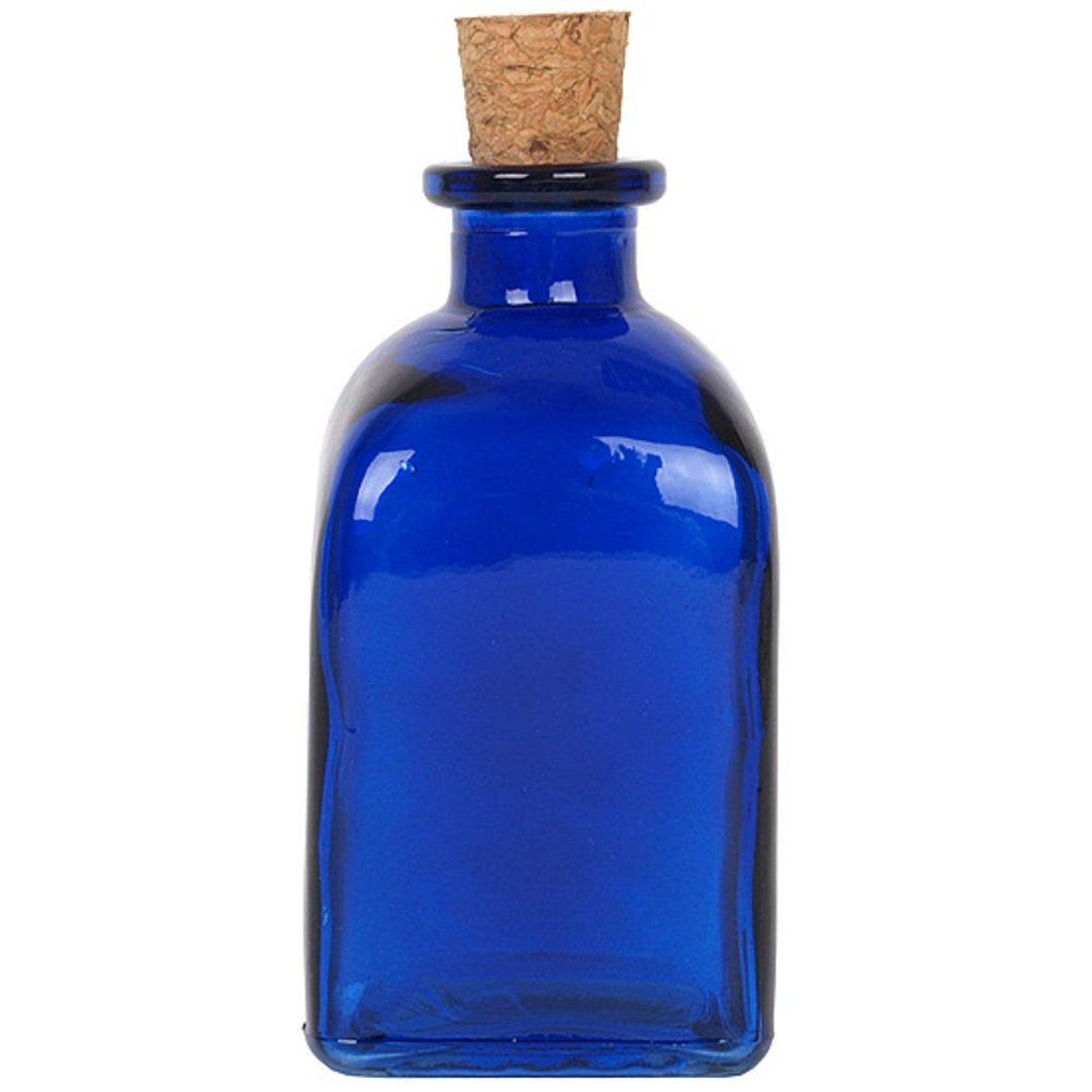 Nakpunar Cobalt Blue Recycled Glass Bottle With Cork Bottle Stopper 8 ...