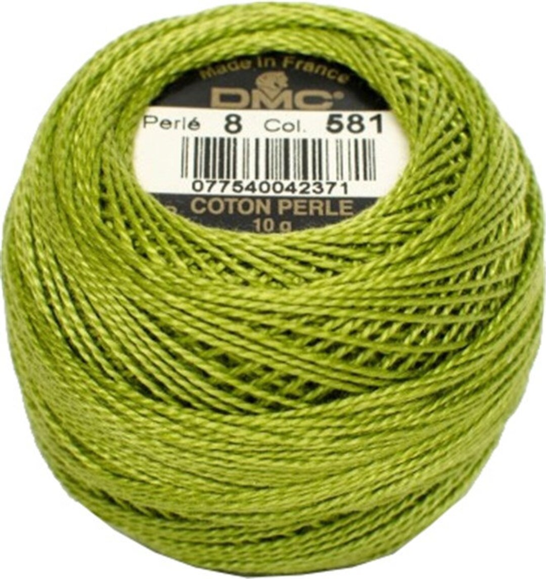 DMC 581 Perle Cotton Thread | Size 8 | Moss Green Pearl Embroidery Yarn ...