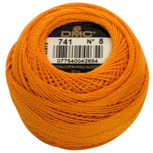 DMC 741 Perle Cotton Thread | Size 8 | Medium Tangerine Orange - Etsy