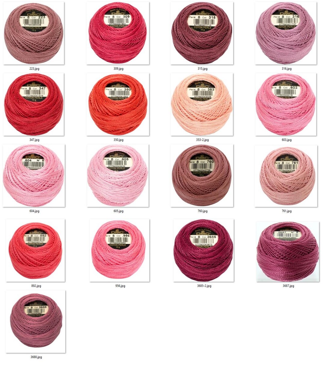 Pink DMC Perle Cotton Thread | Size 8 | 223, 309, 315, 316, 347, 350 ...