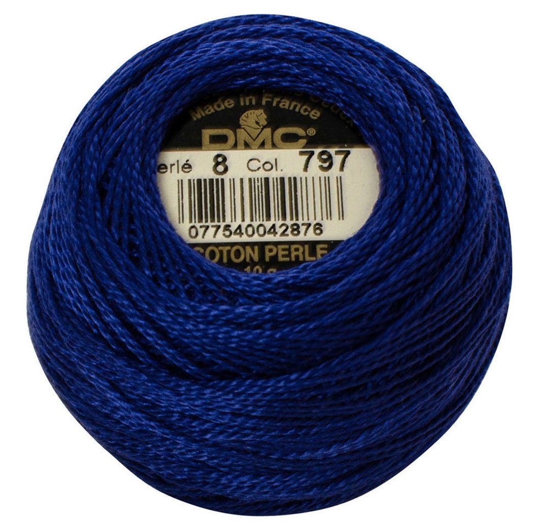 DMC 797 Perle Cotton Thread | Size 8 | Royal Blue - 100 Yards - Old ...