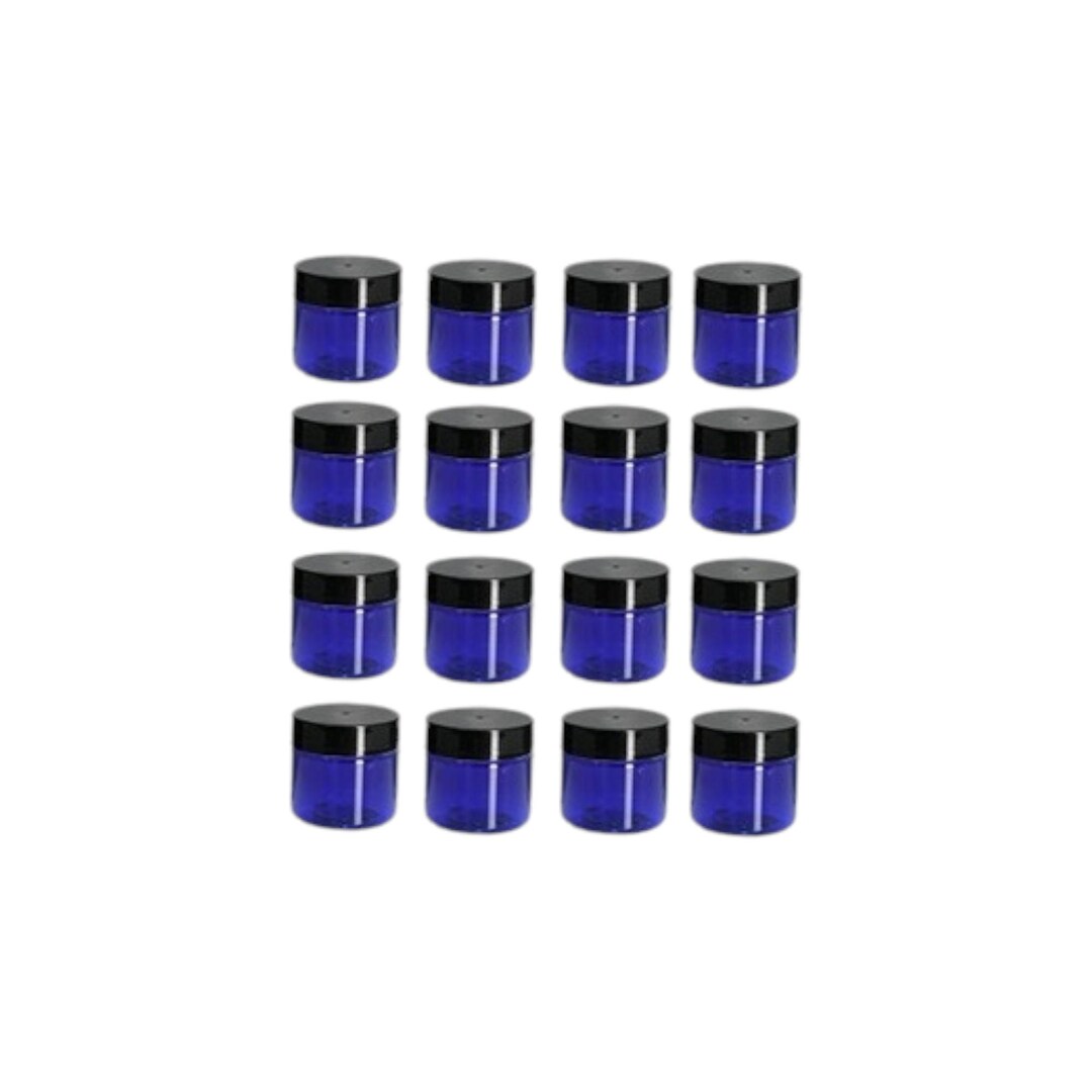 1 Oz Cobalt Blue Plastic Jars With Black Lid Single Wall PET - Etsy