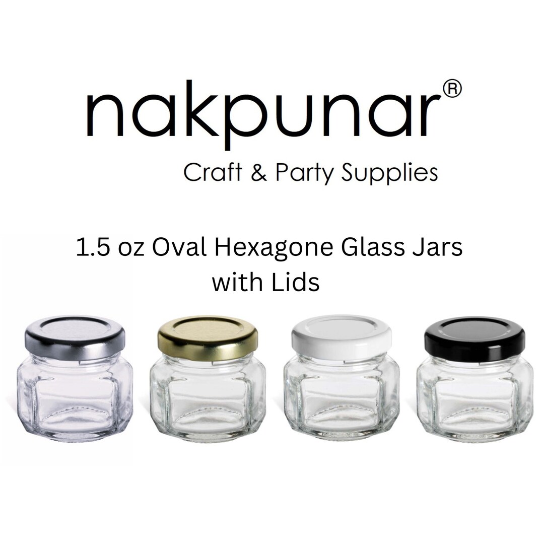 1.5 Oz Oval Hexagon Glass Jars With Lids Storage and Organization - Etsy