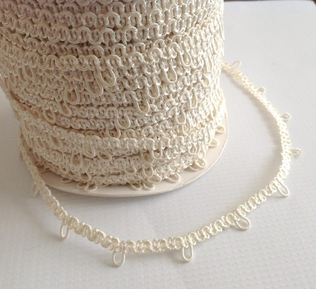 Ivory 1in Spaced Elastic Bridal Button Looping Trim Ready to - Etsy