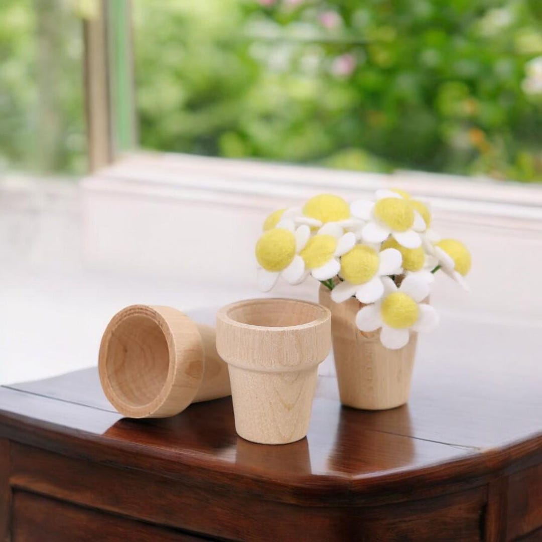 100 Pcs Mini Unfinished Wood Flower Pots 5/8in High - Etsy