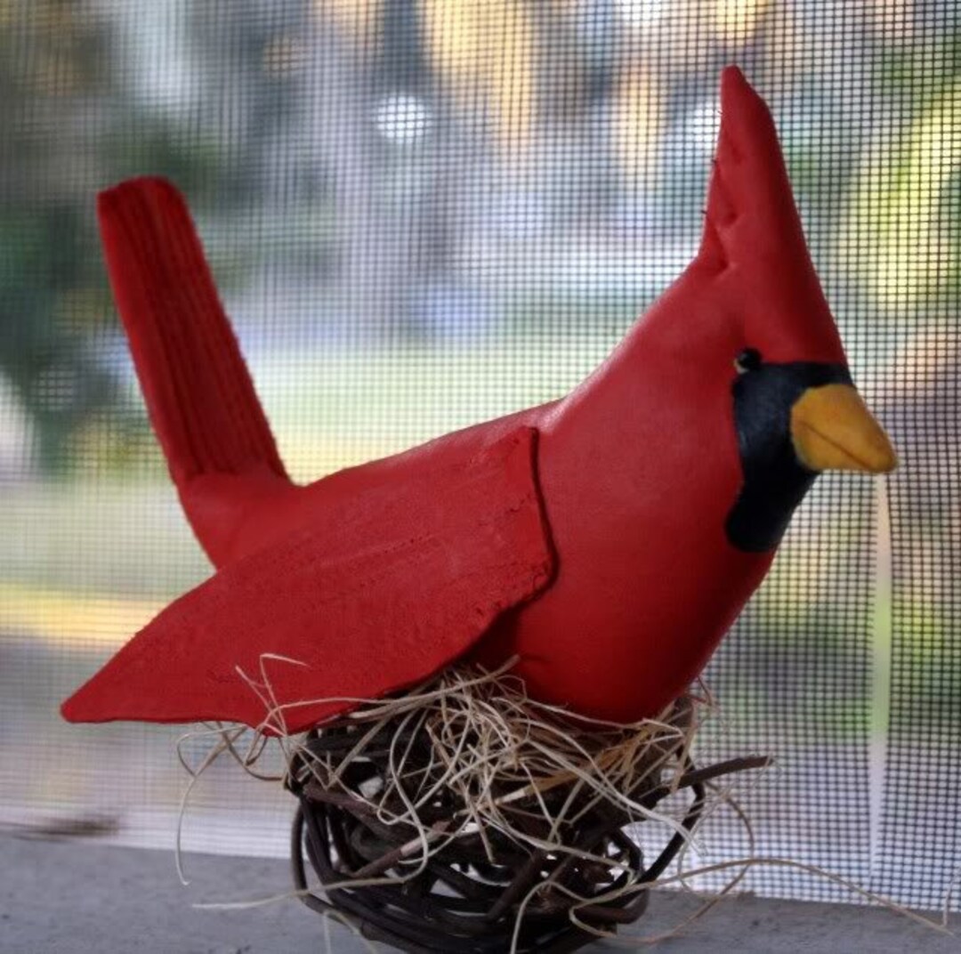 Primitive Folk Art Red Bird Cardinal E PATTERN - Etsy