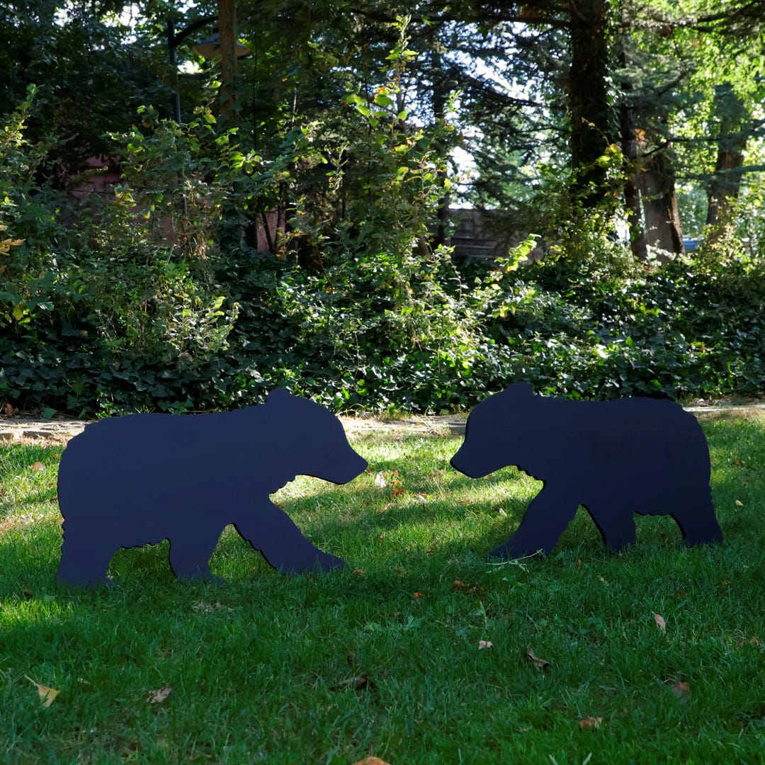 Black Bear Cub Yard Decoration, PVC Baby Bear Yard Display, Natural ...