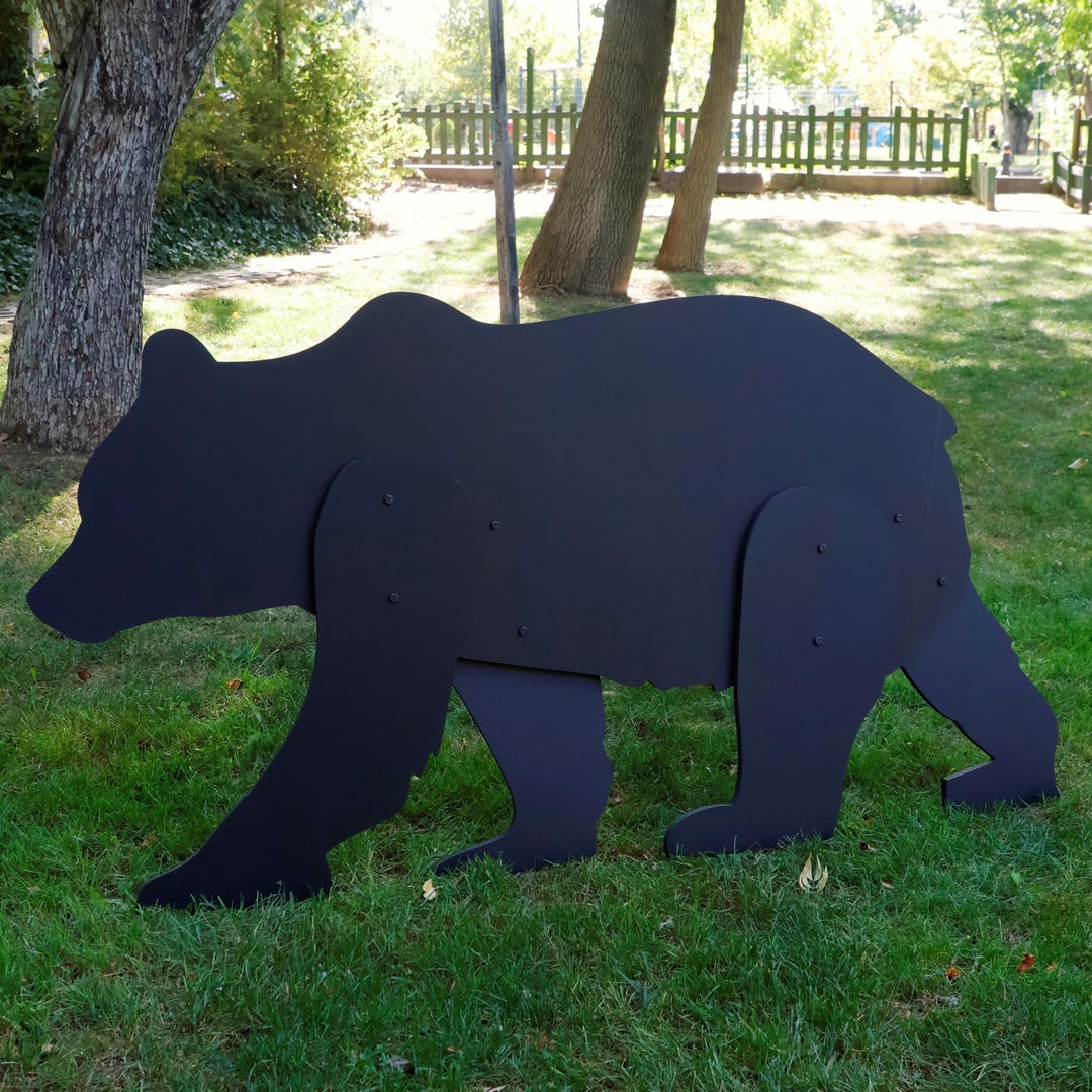 Black Bear Yard Art, PVC Bear Garden Sculpture, Outdoor Wildlife Decor ...