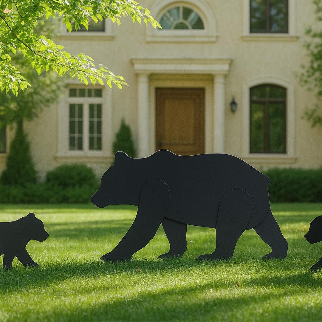 Black Bear Yard Display, Life-size Outdoor Garden Sculpture Set, PVC ...