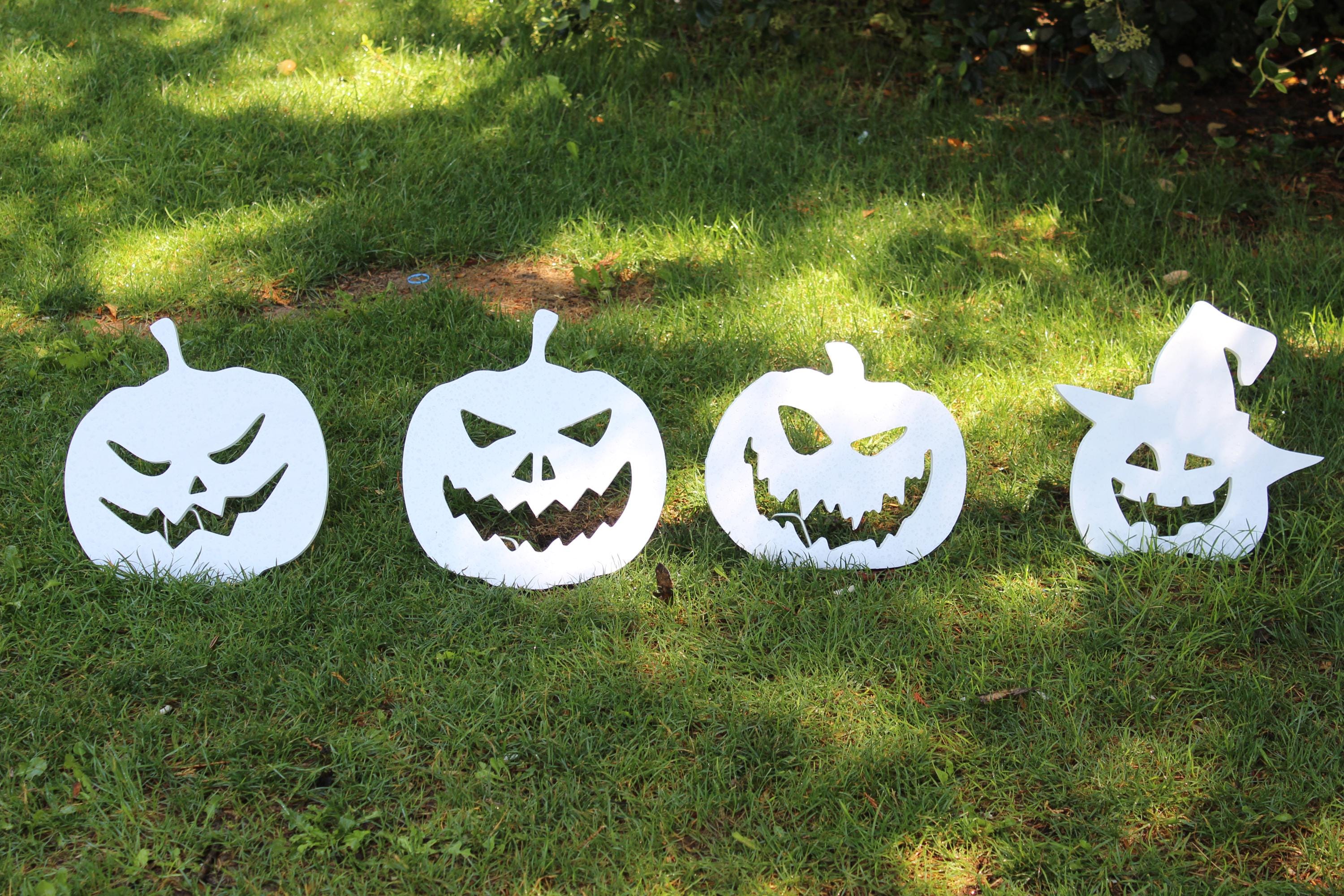 Halloween Outdoor Decors 4 PCS Pumpkin Set, Spooky Yard Display, PVC ...