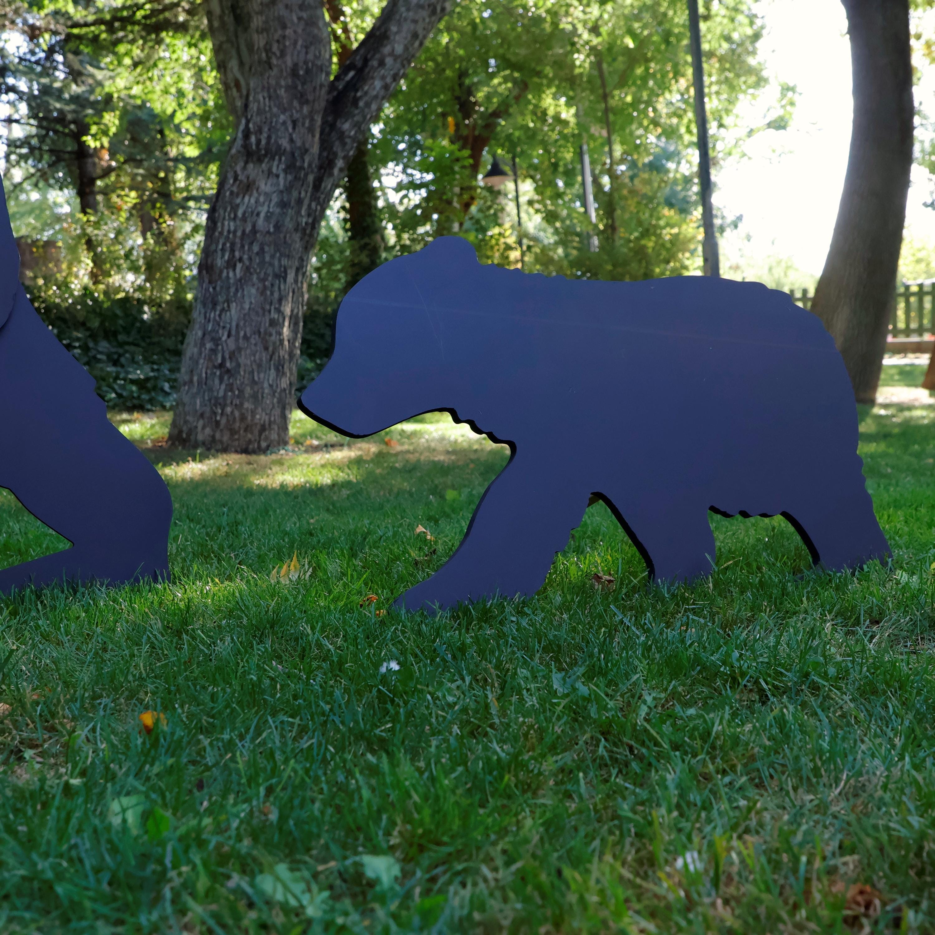 Black Bear Yard Art, PVC Bear Garden Sculpture, Outdoor Wildlife Decor ...