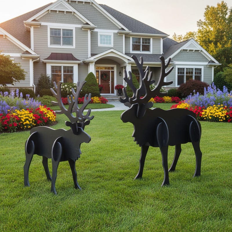 Wooden Reindeer Outdoor - Etsy