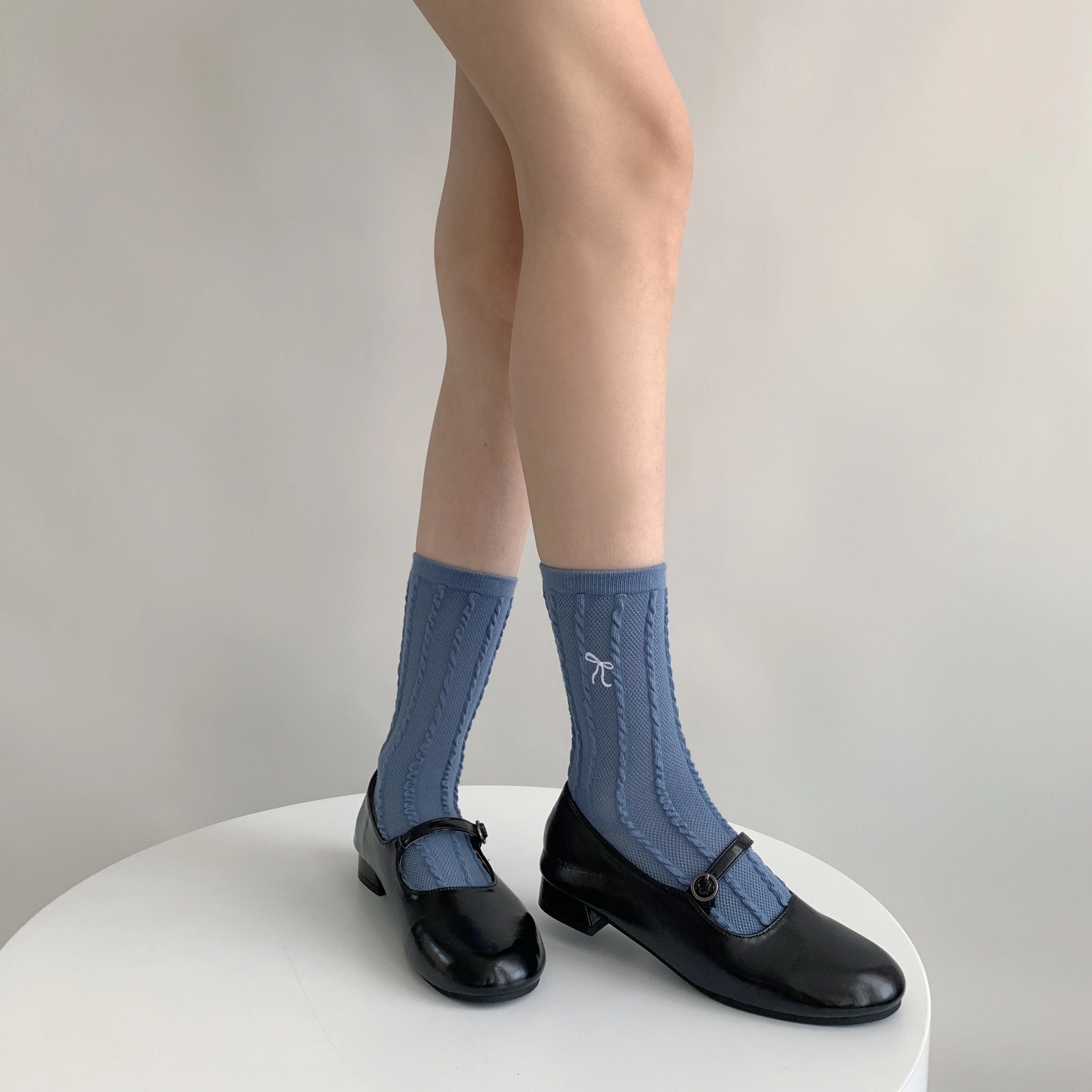 Elegant White Bow Socks, Fashionable, Stylish, Chic White Bow Socks ...
